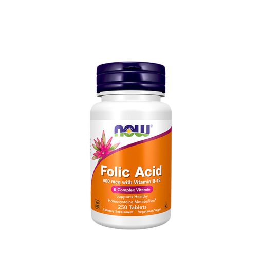 NOW Foods Folic Acid 800 mcg with Vitamin B-12 250 Tablets - Supplement ...